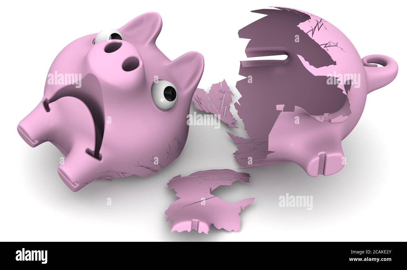 Broken piggy bank and sad hi-res stock photography and images - Alamy