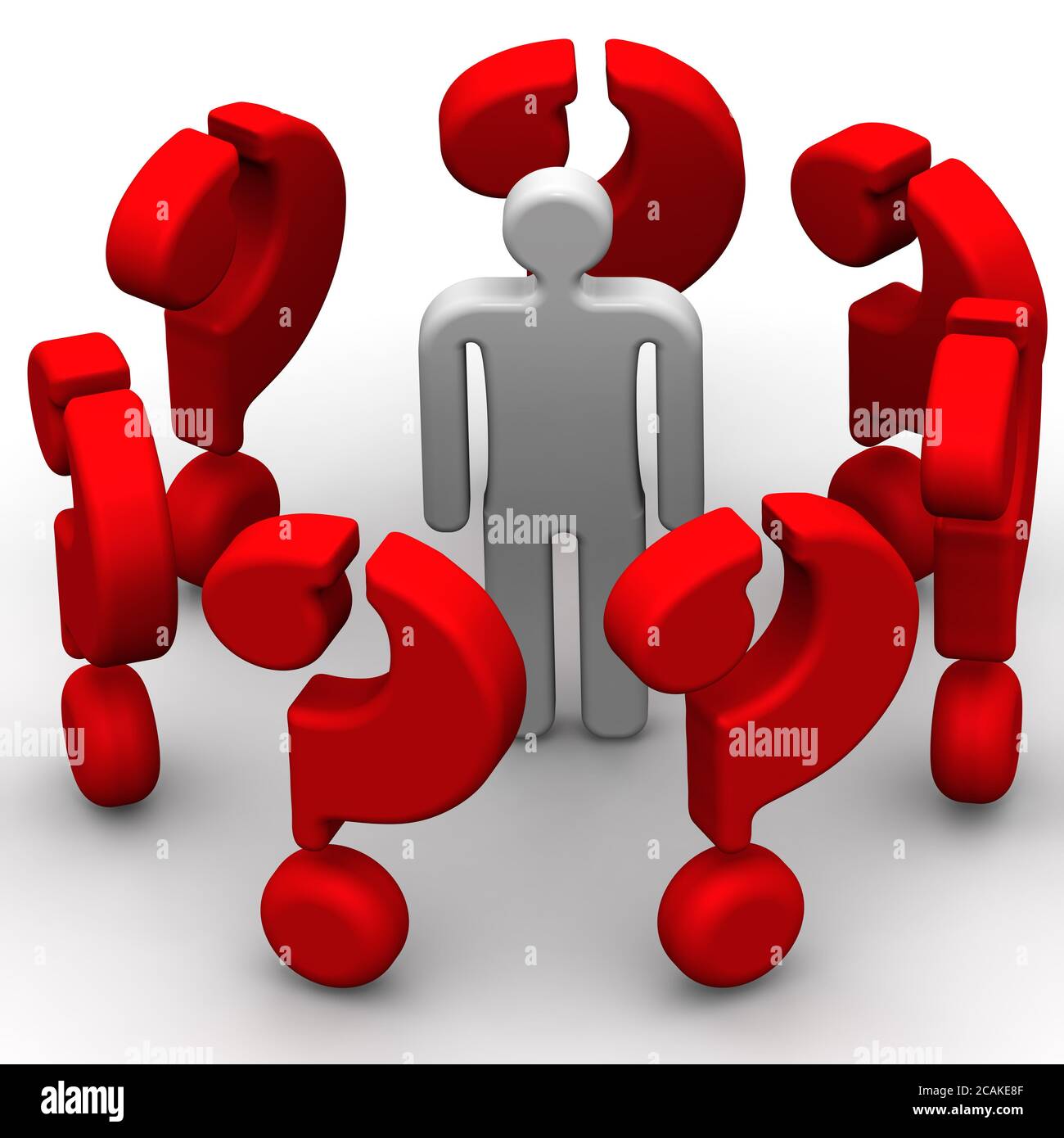 Around only issues. The symbol of a man surrounded by red questions ...