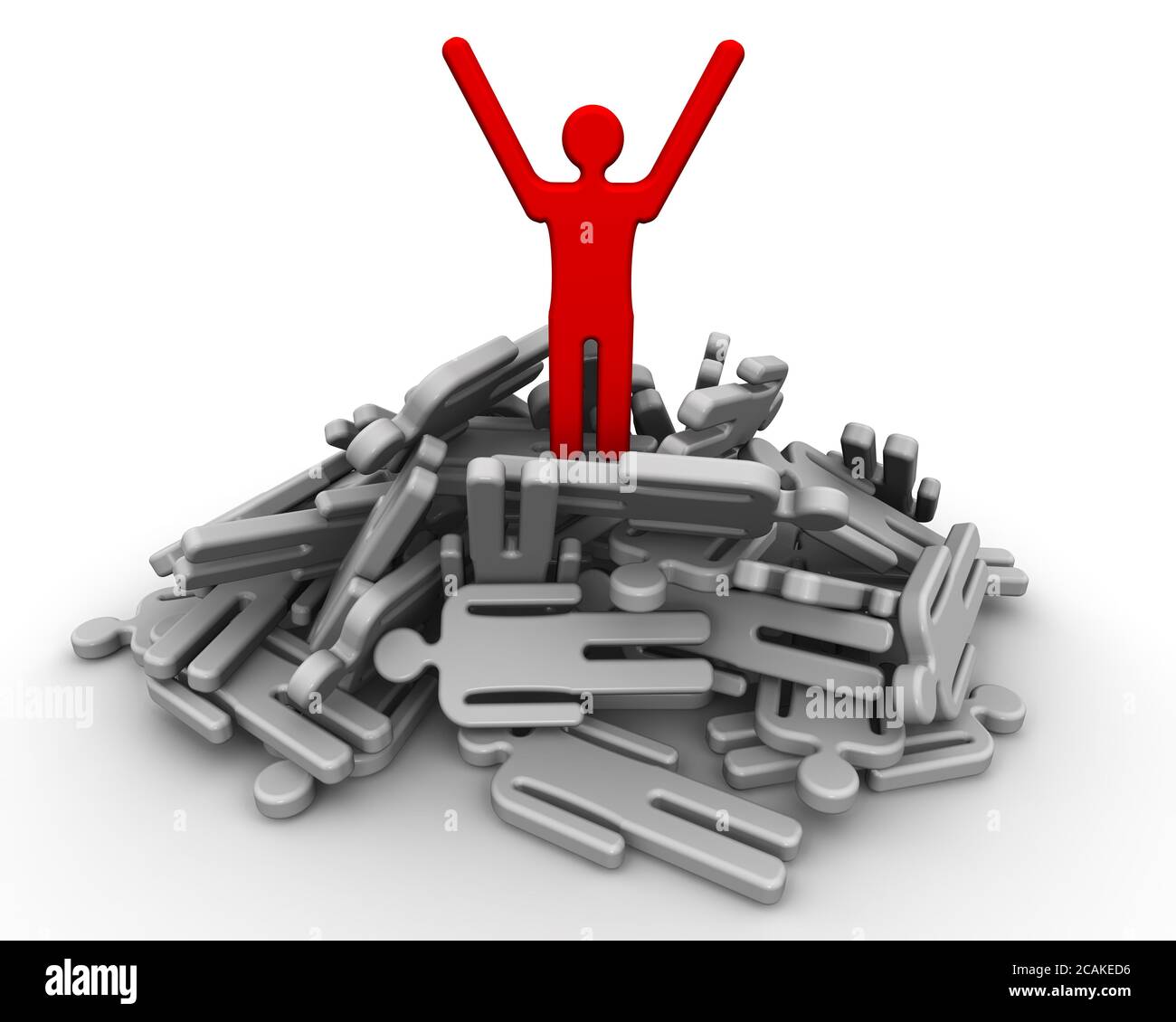 Winner on a pile of defeated. Red symbol of man on top of the pile from ...