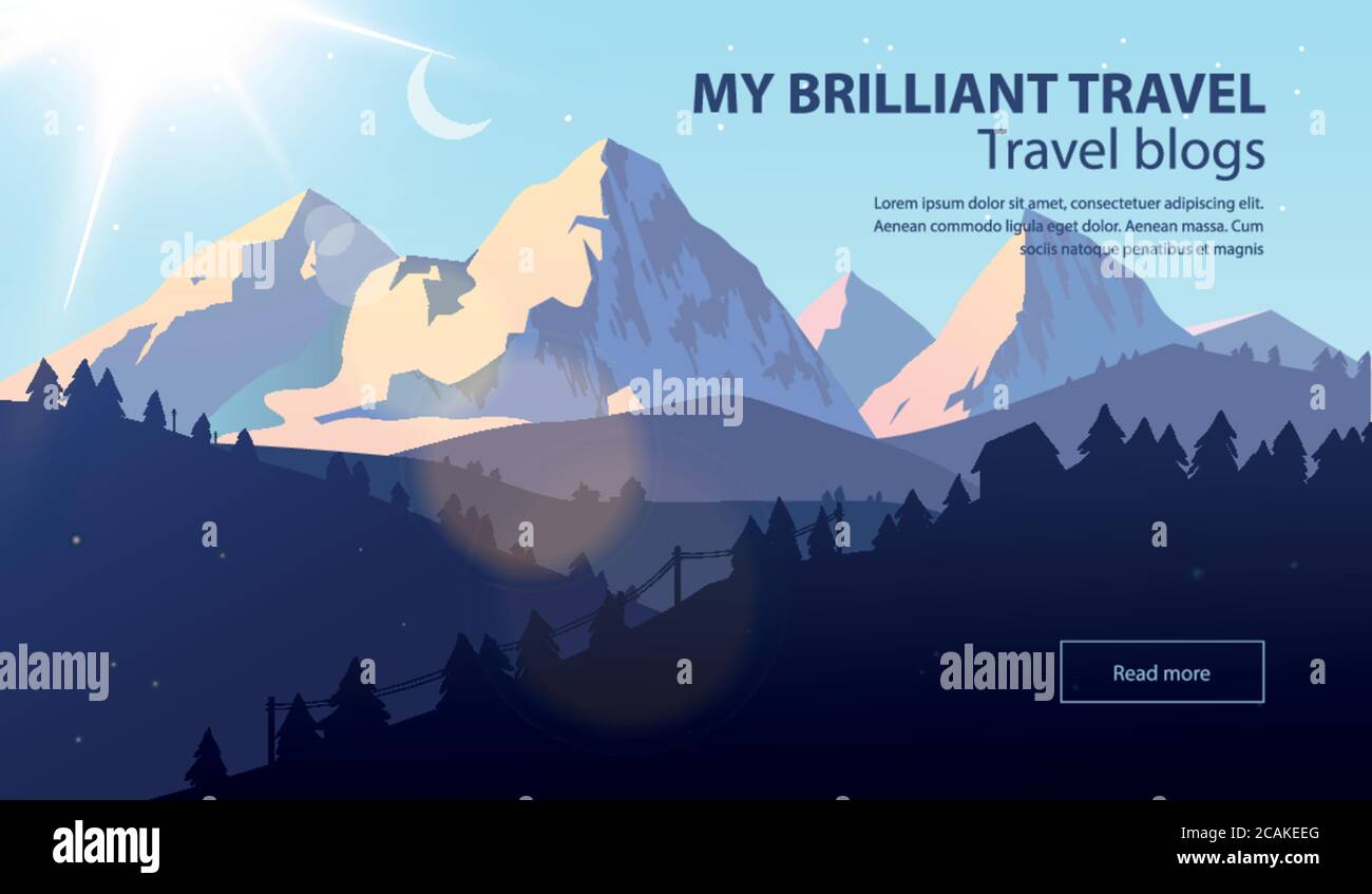 Vector beautiful landscape banner. Horizontal banner for web design ...