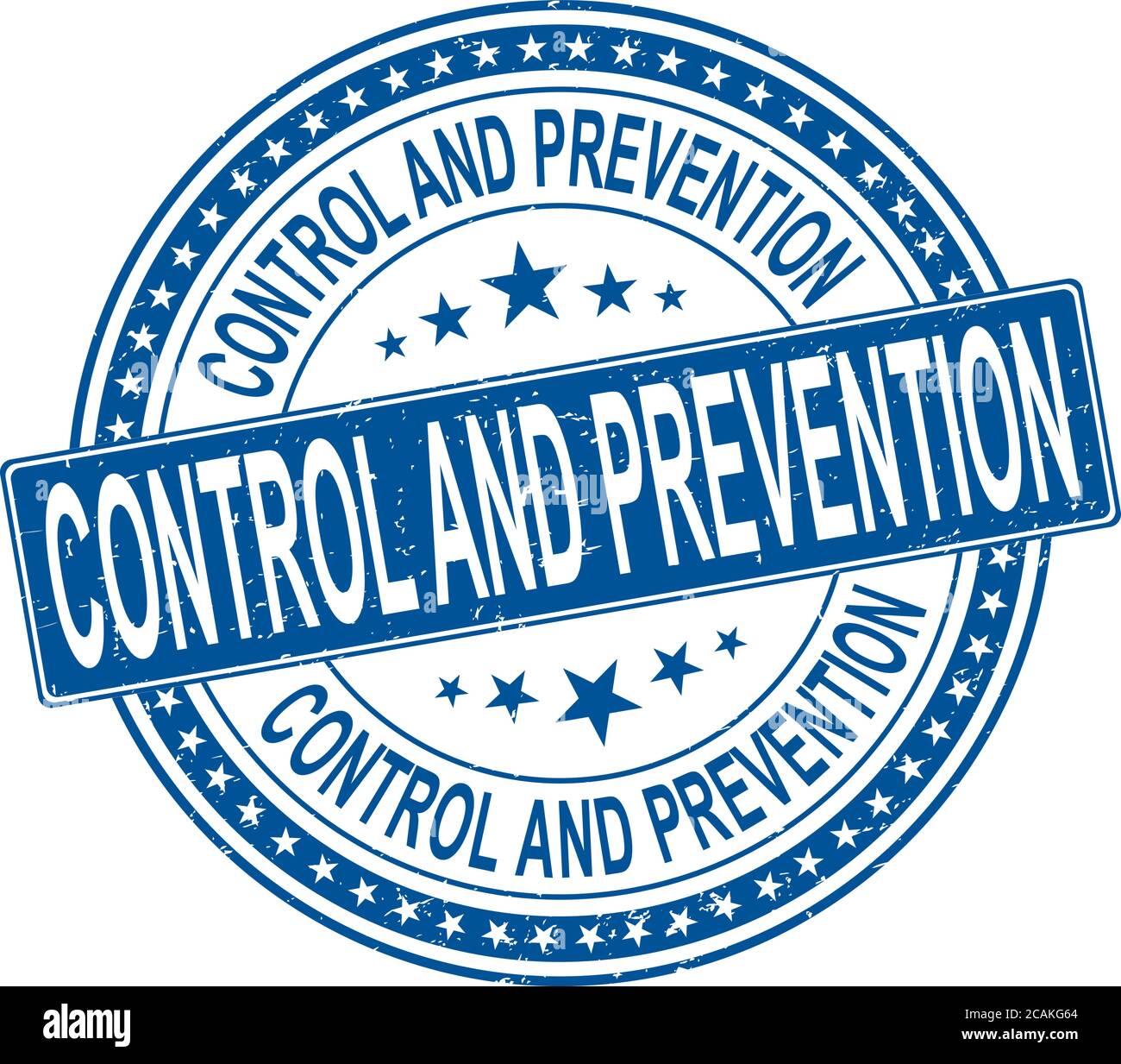 blue Control and Prevention quarantine sign, grunge vector stamp Stock ...