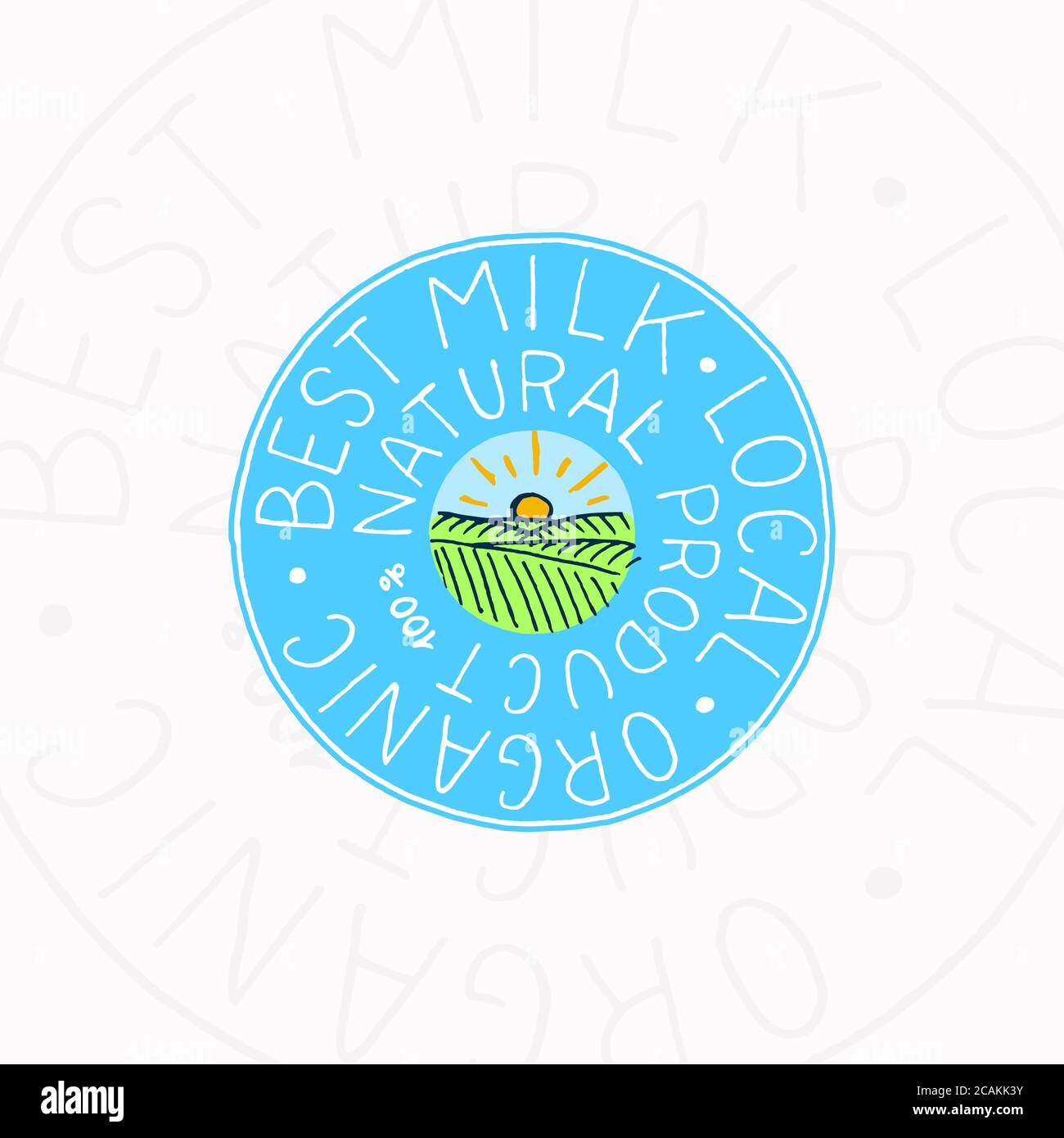 Milk label. Vintage meadow logo for shop. Badge for t-shirts. Hand ...