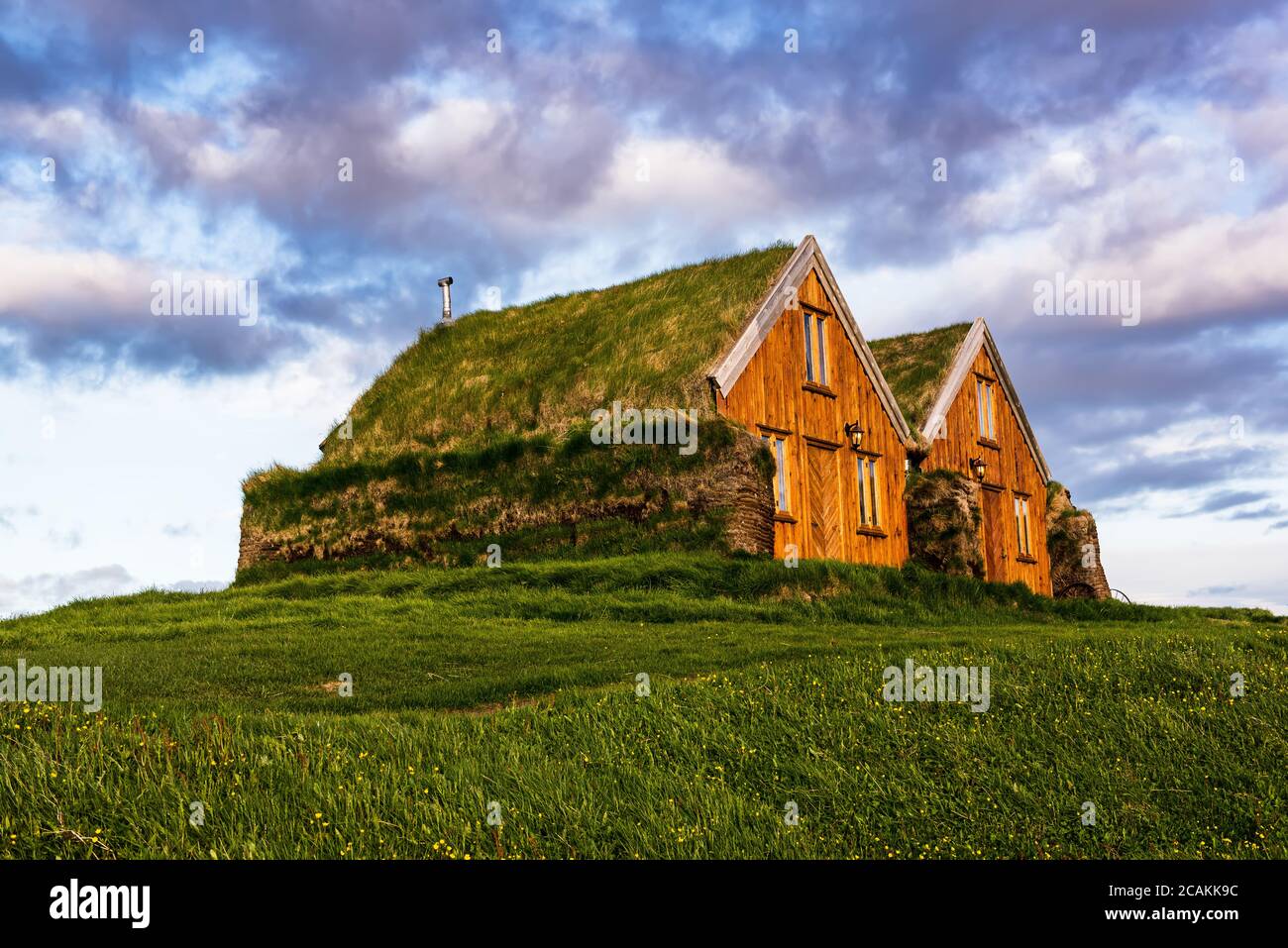 Traditional ancient Icelandic turf houses in the northern Iceland ...