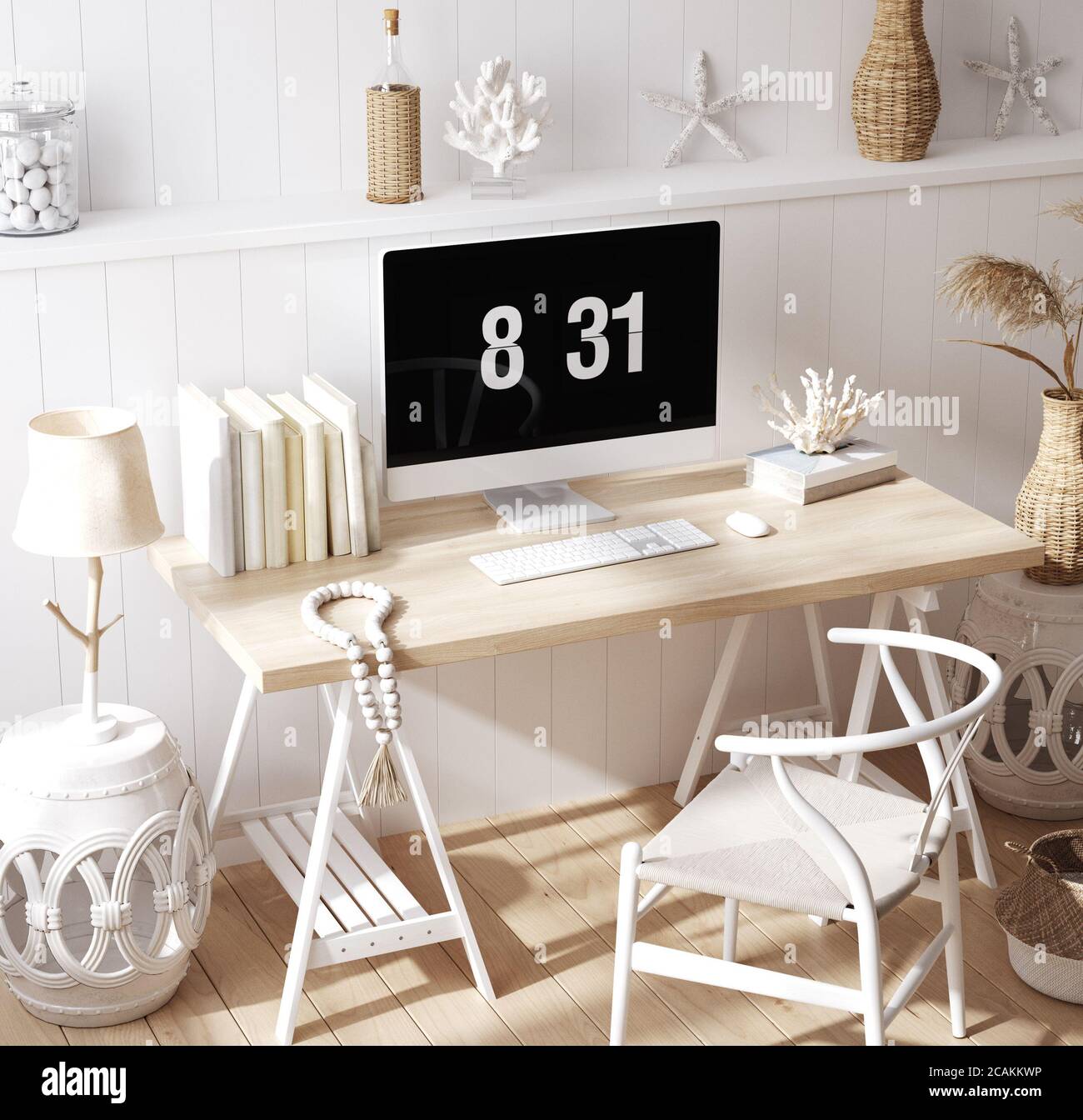 White wall 3d render work office hi-res stock photography and images - Alamy