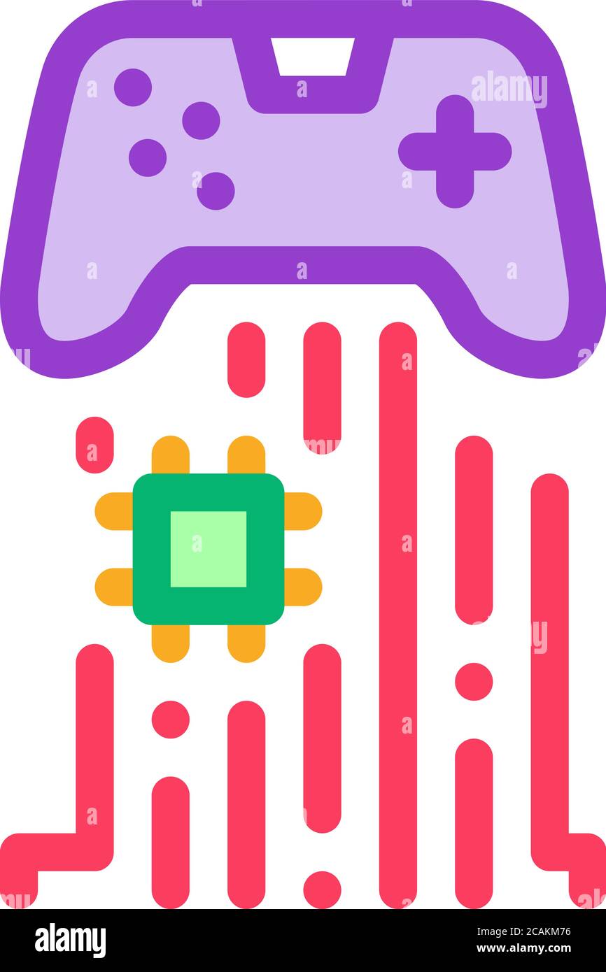 game controller chip icon vector outline illustration Stock Vector ...