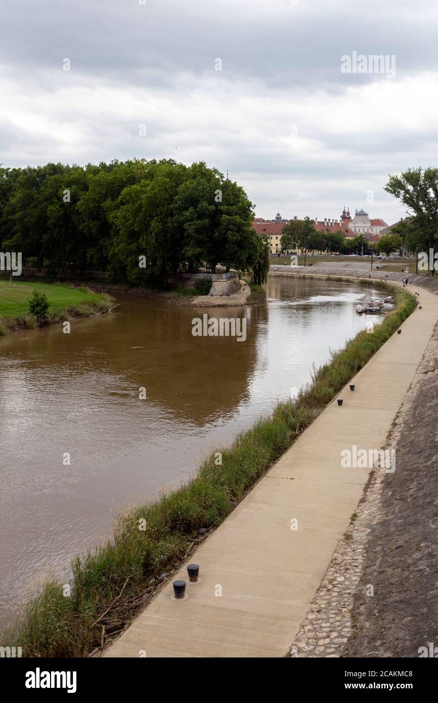 Raba river with the Rado island in Gyor, Hungary Stock Photo - Alamy