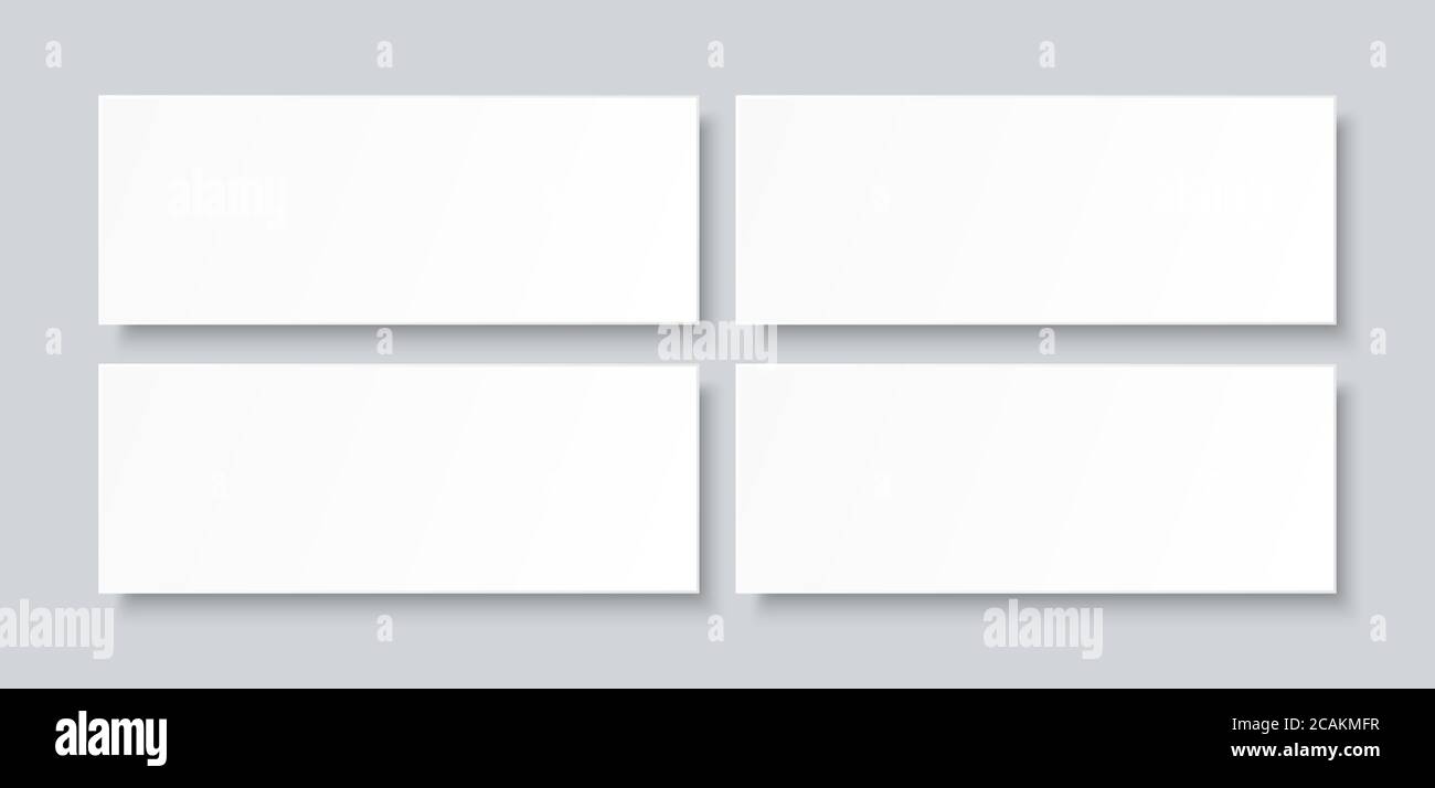 Blank banner sheet of white paper with shadow. Realistic vector ...