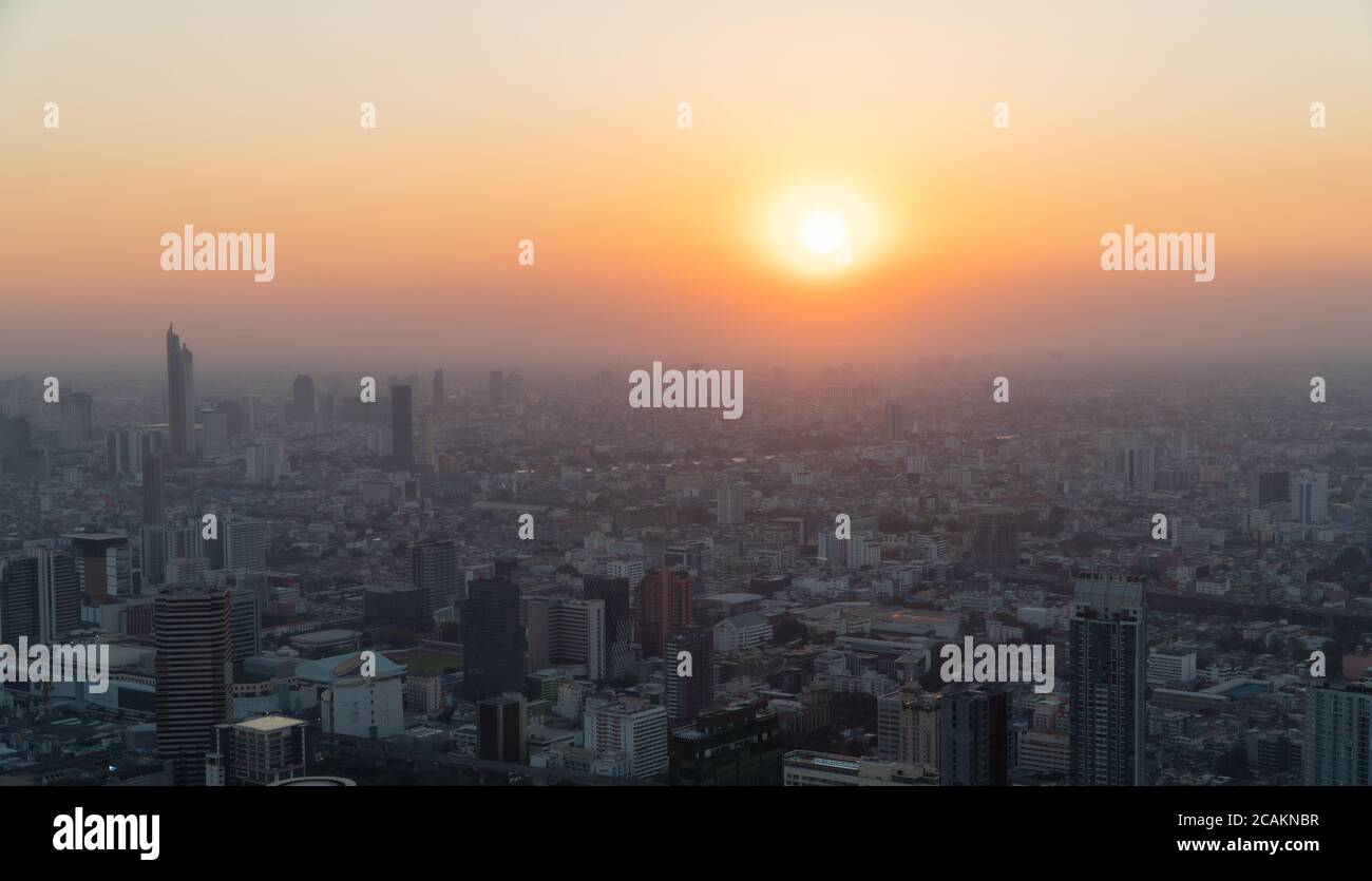 Concept of Pollution PM2.5 Unhealthy air pollution dust. Toxic haze in ...