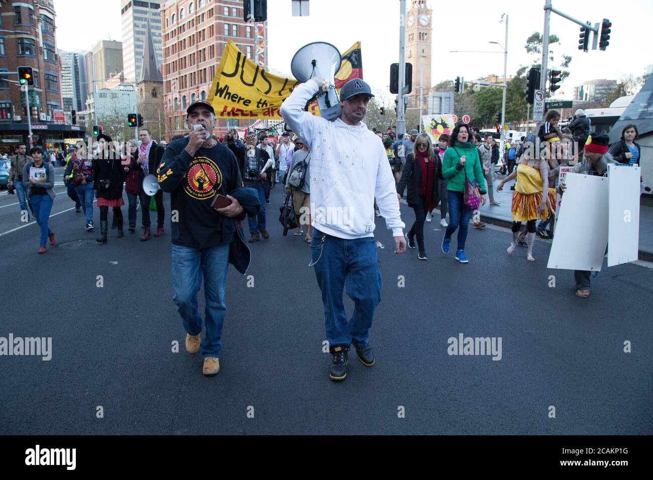Protesters marched from the Town Hall to the Aboriginal Tent Embassy in ...