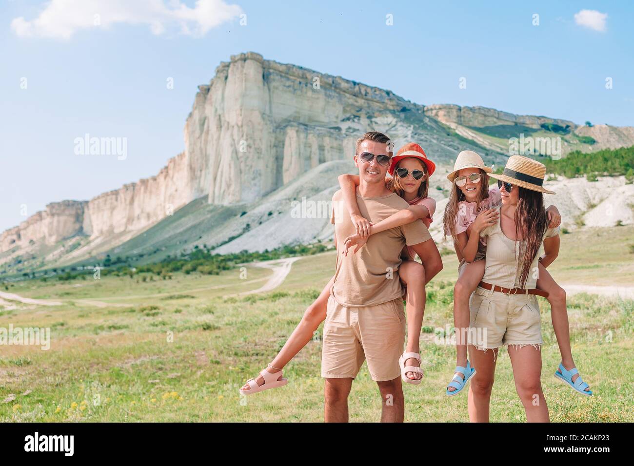 Happy family on vacation in the mountains Stock Photo - Alamy