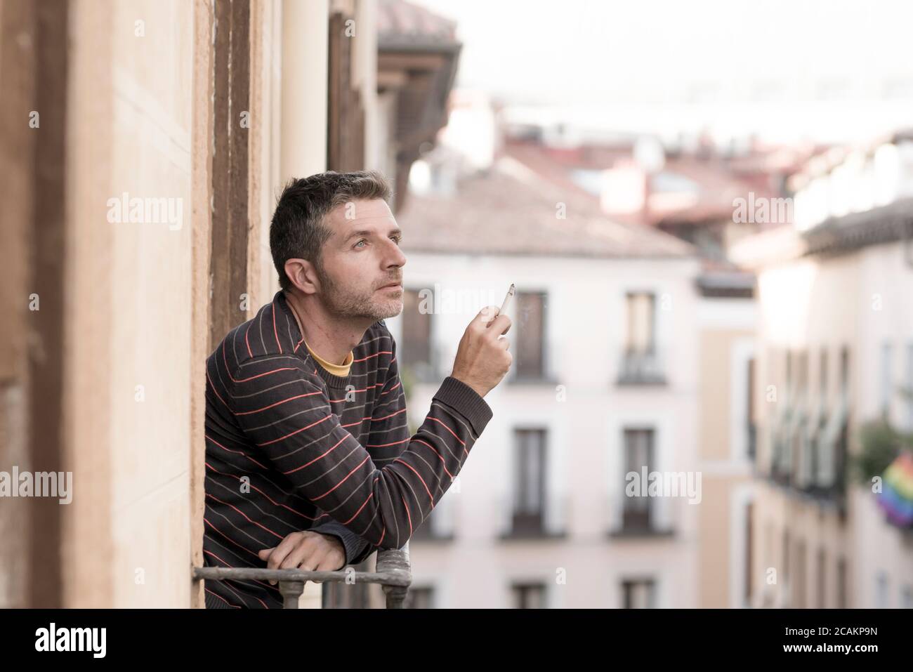 urban lifestyle emotional portrait of young handsome man sad and ...