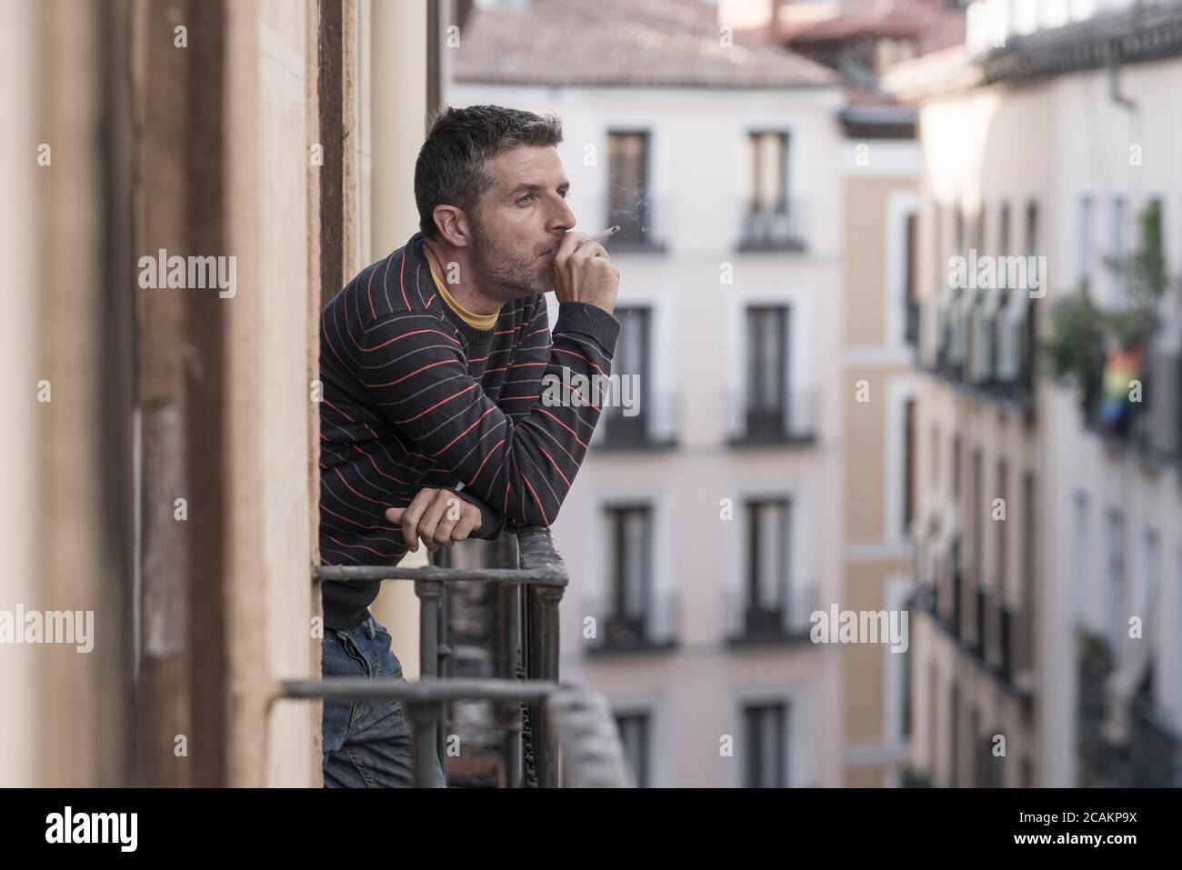 urban lifestyle emotional portrait of young handsome man sad and ...