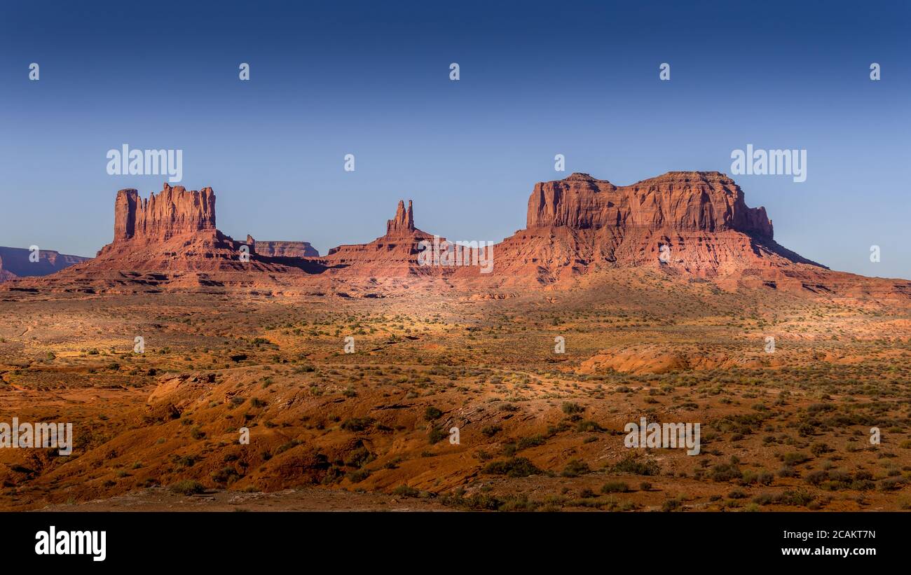 The towering sandstone Mitten Buttes and Mesas of the Navajo Nation's ...