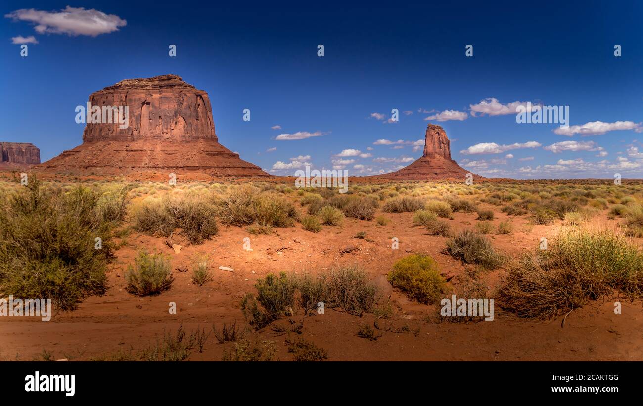 The sandstone formations of Merrick Butte and East Mitten Butte in the ...