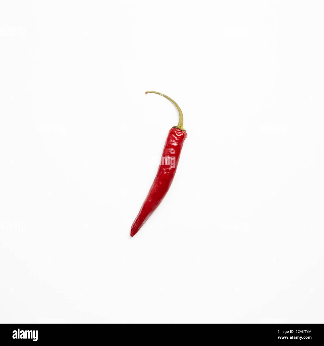 Red hot chilli pepper on white background. top view Stock Photo - Alamy