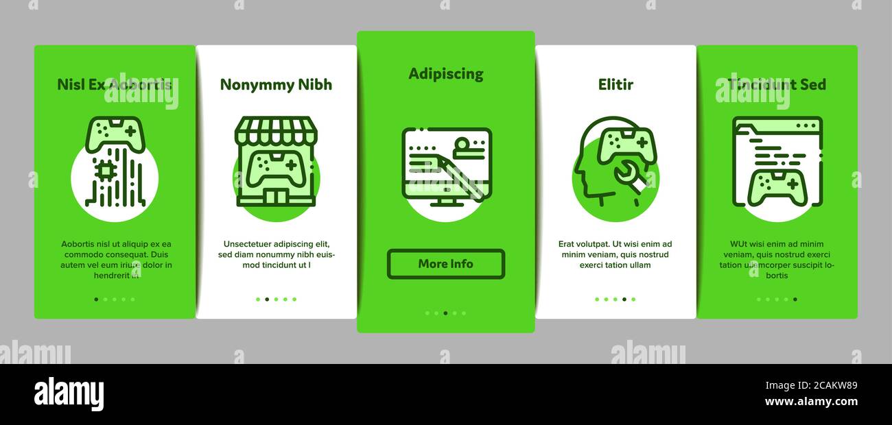 Video Game Development Onboarding Elements Icons Set Vector Stock ...