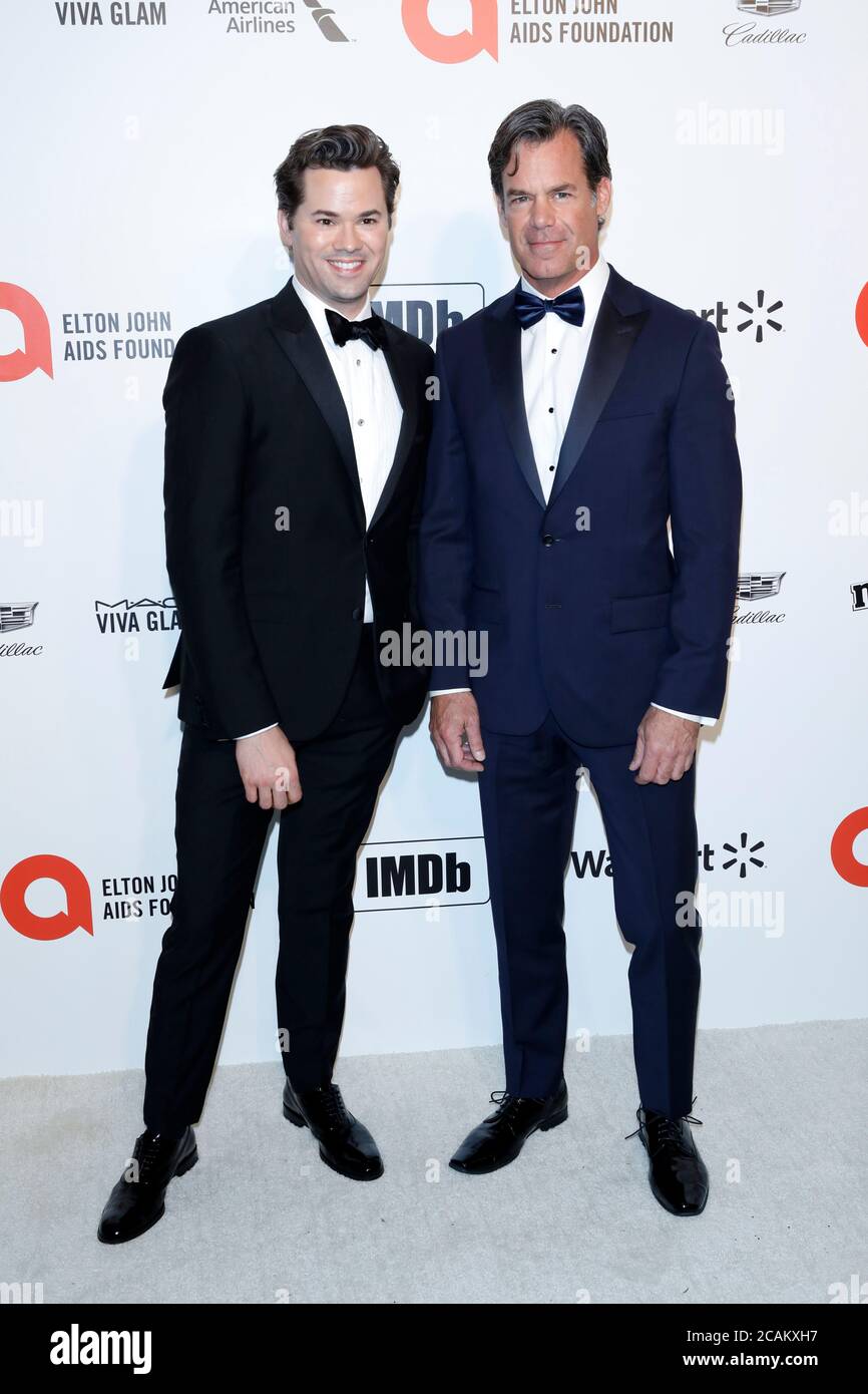 LOS ANGELES - FEB 9: ANdrew Rannells, Tuc Watkins at the 28th Elton ...