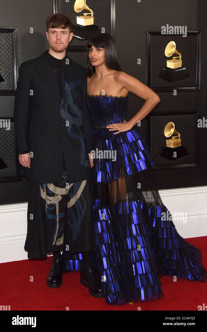 LOS ANGELES - JAN 26: James Blake, Jameela Jamil at the 62nd Grammy ...