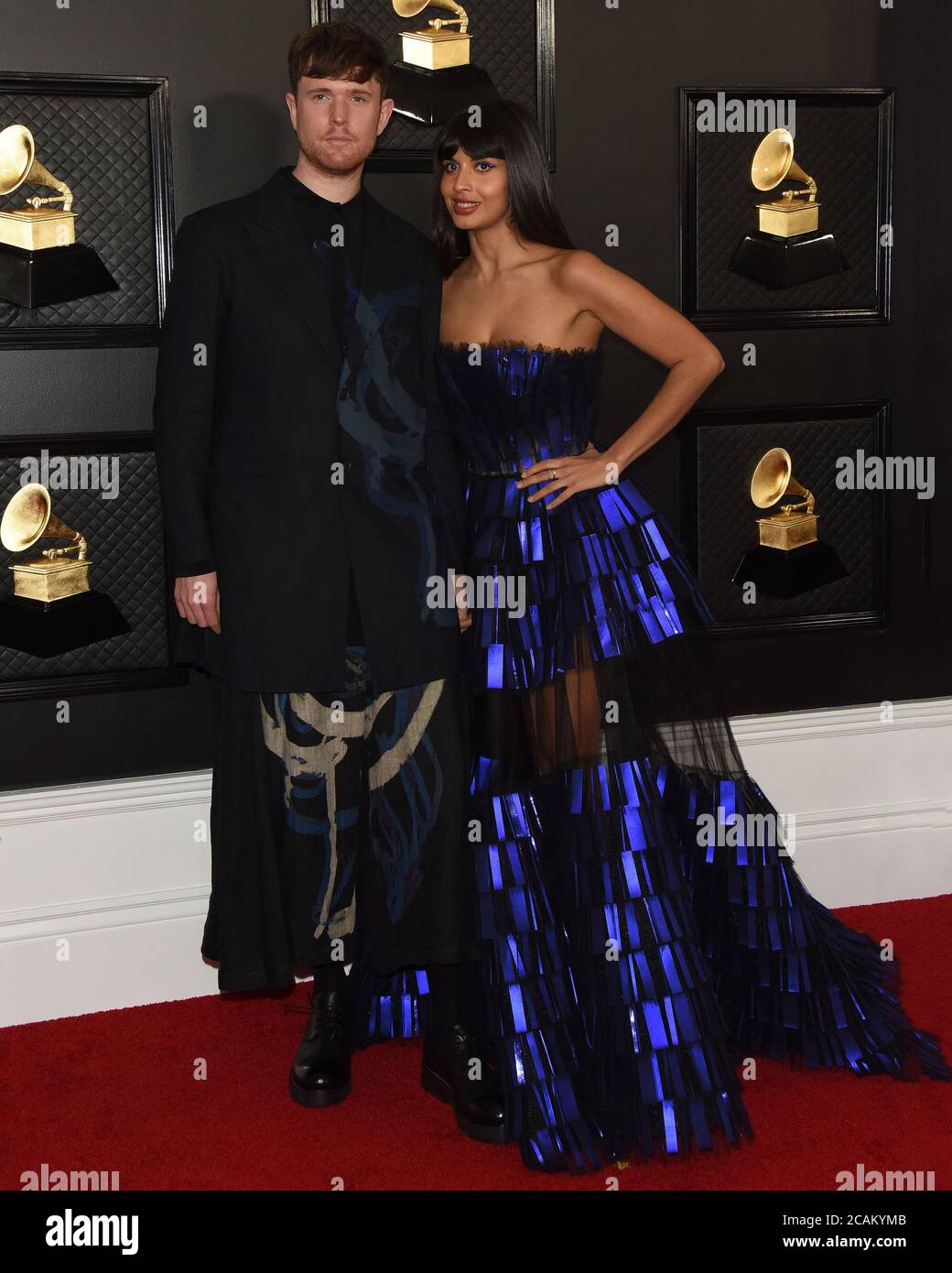 LOS ANGELES - JAN 26: James Blake, Jameela Jamil at the 62nd Grammy ...