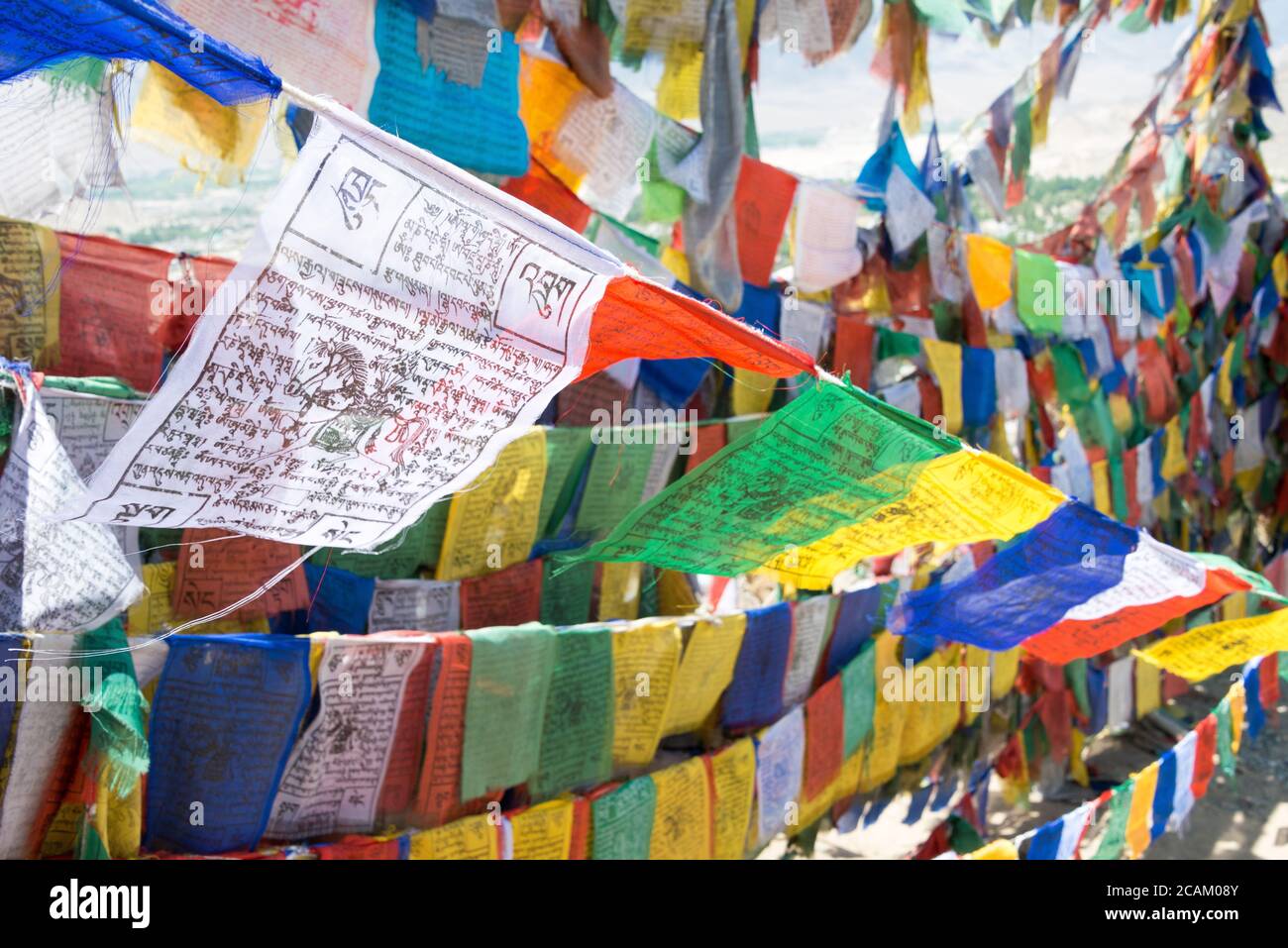 Ladakh, India - Tibetan prayer flag at Namgyal Tsemo Monastery (Namgyal ...