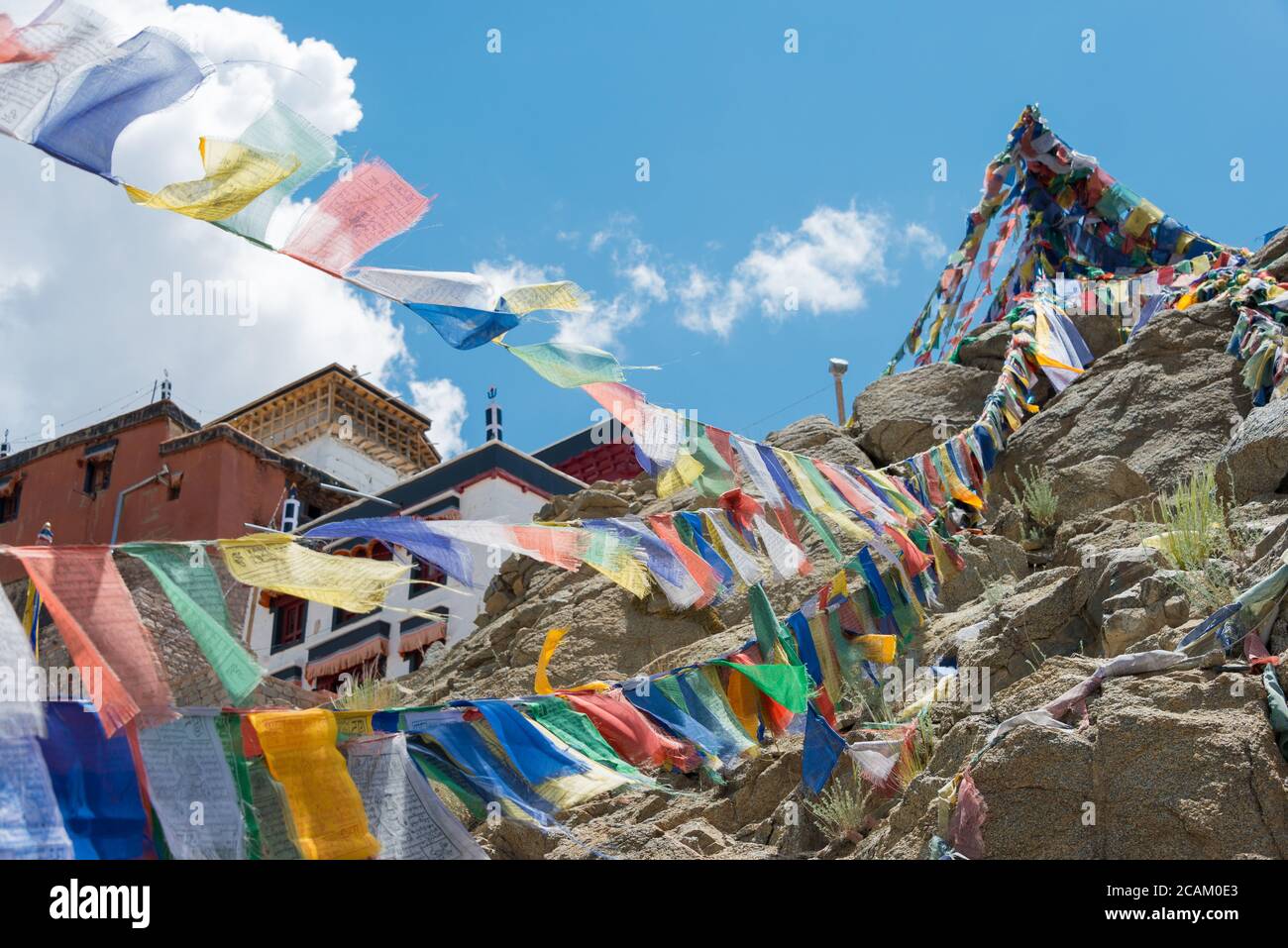 Ladakh, India - Tibetan prayer flag at Namgyal Tsemo Monastery (Namgyal ...