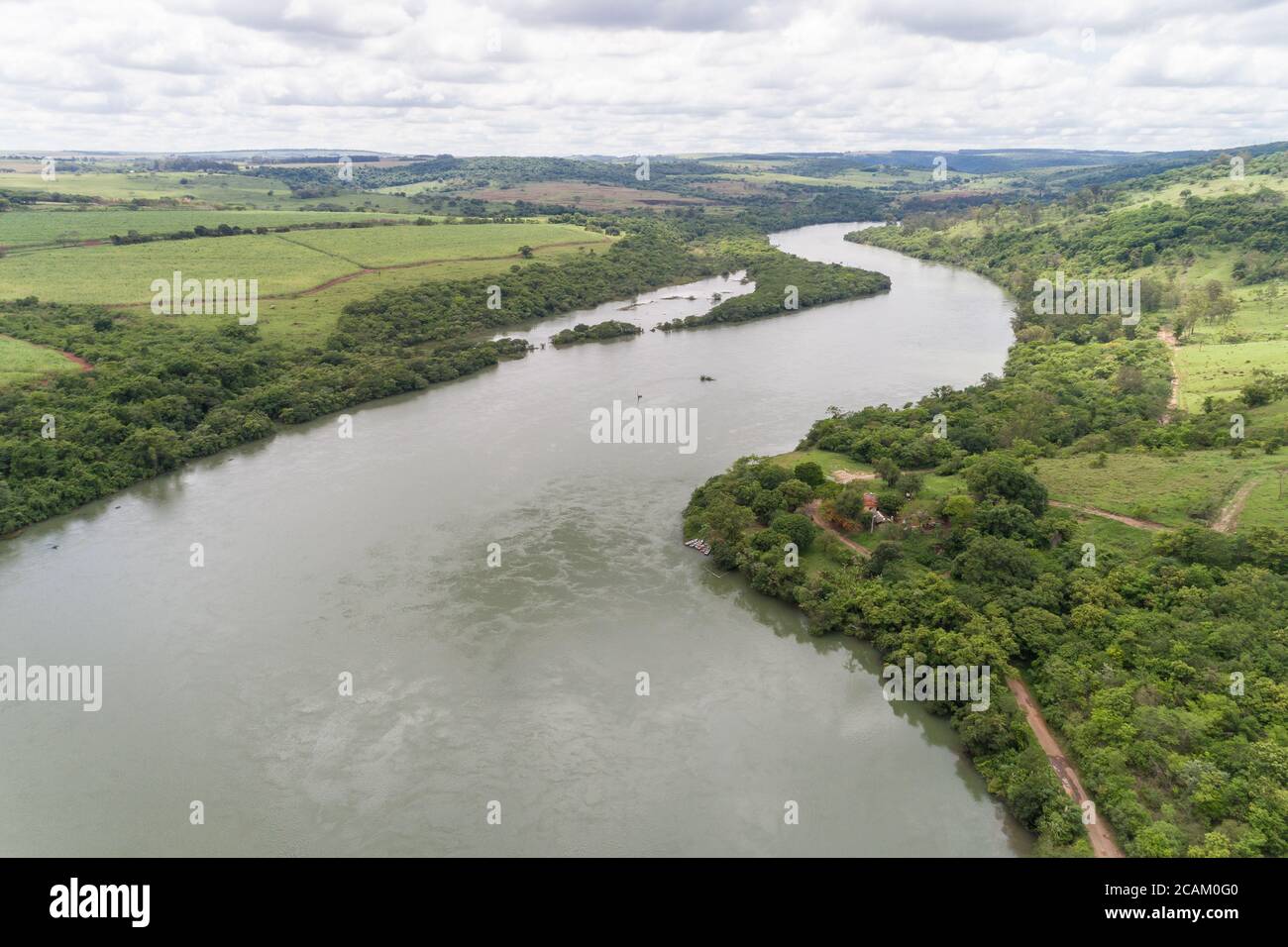 Paranapanema River, between states os Sao Paulo and Parana, Brazil ...
