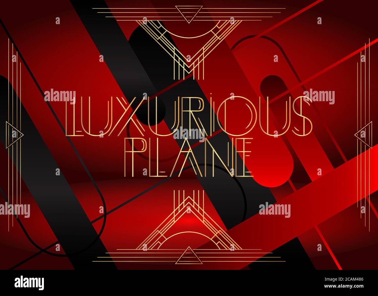 Art Deco Luxurious Plane text. Decorative greeting card, sign with ...