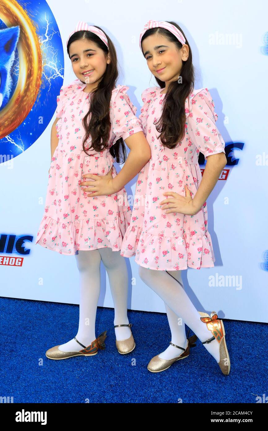 LOS ANGELES - JAN 25: Bella Abir, Chloe Abir at the Sonic The Hedgehog ...