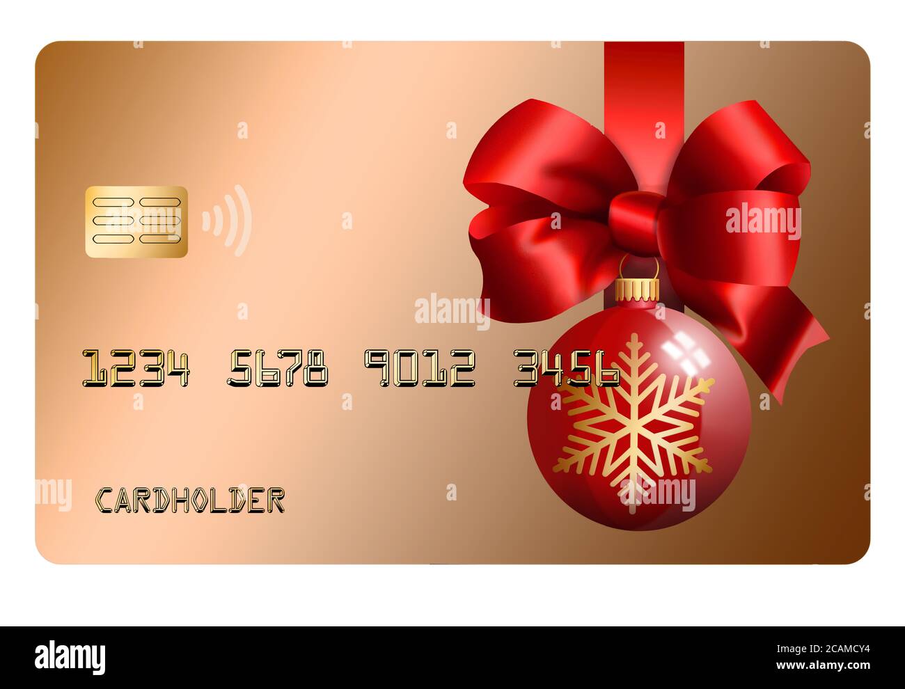 A glass ball Christmas ornament and a red ribbon and bow decorate a ...