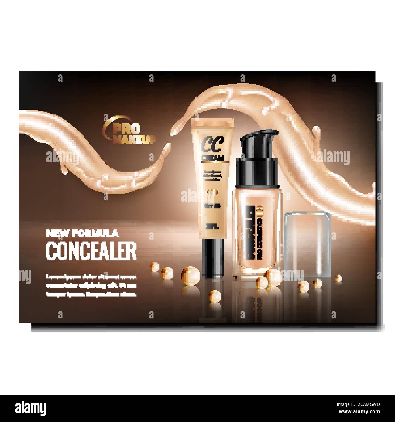 Concealer Makeup Cream Promotional Banner Vector Stock Vector Image ...