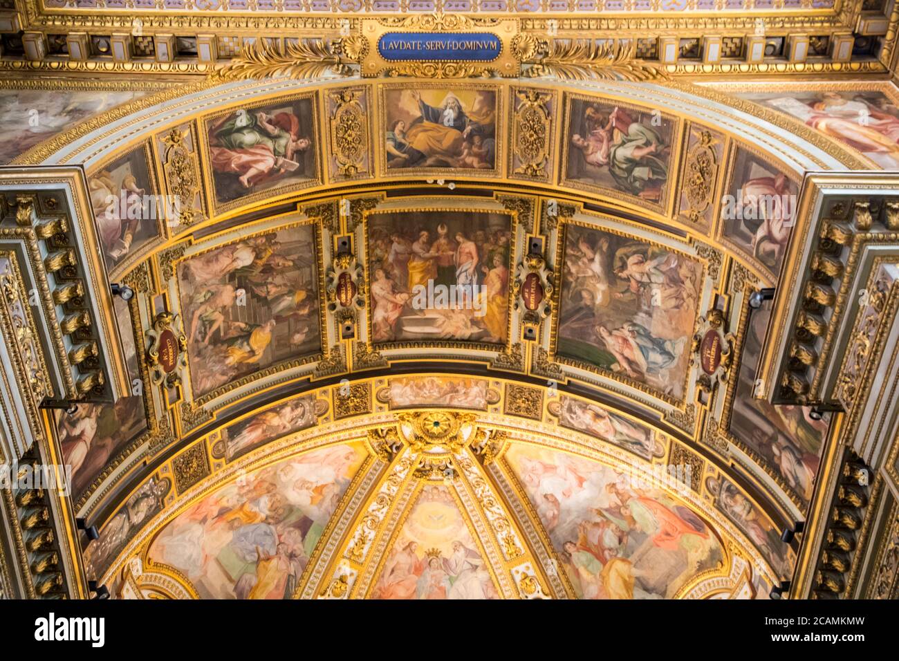 A selection of artwork in the Church of St Marcellus in Rome Italy ...