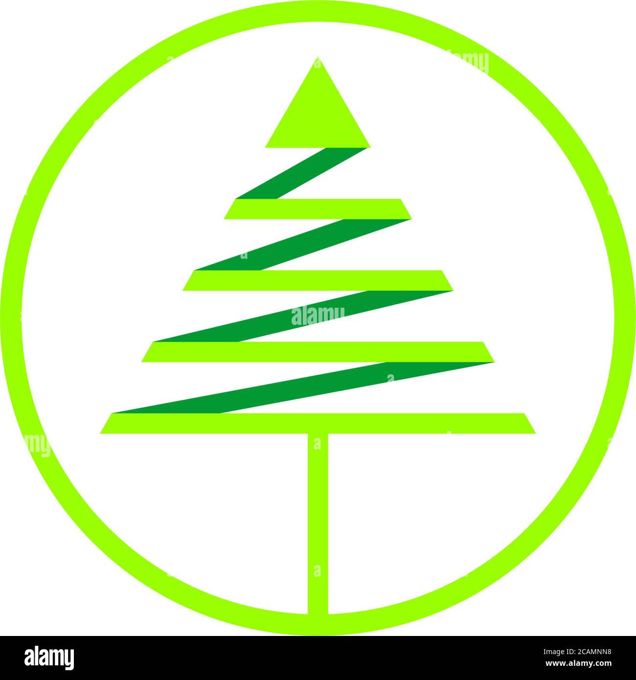 green pine tree triangle ribbon circle symbol logo vector Stock Vector ...