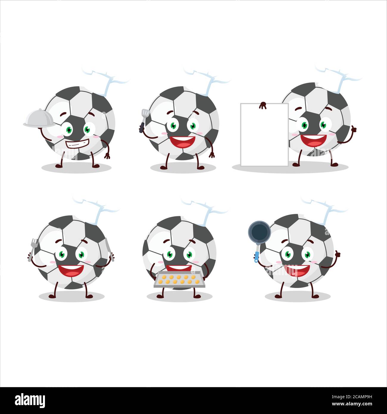 Cartoon character of soccer ball with various chef emoticons Stock ...