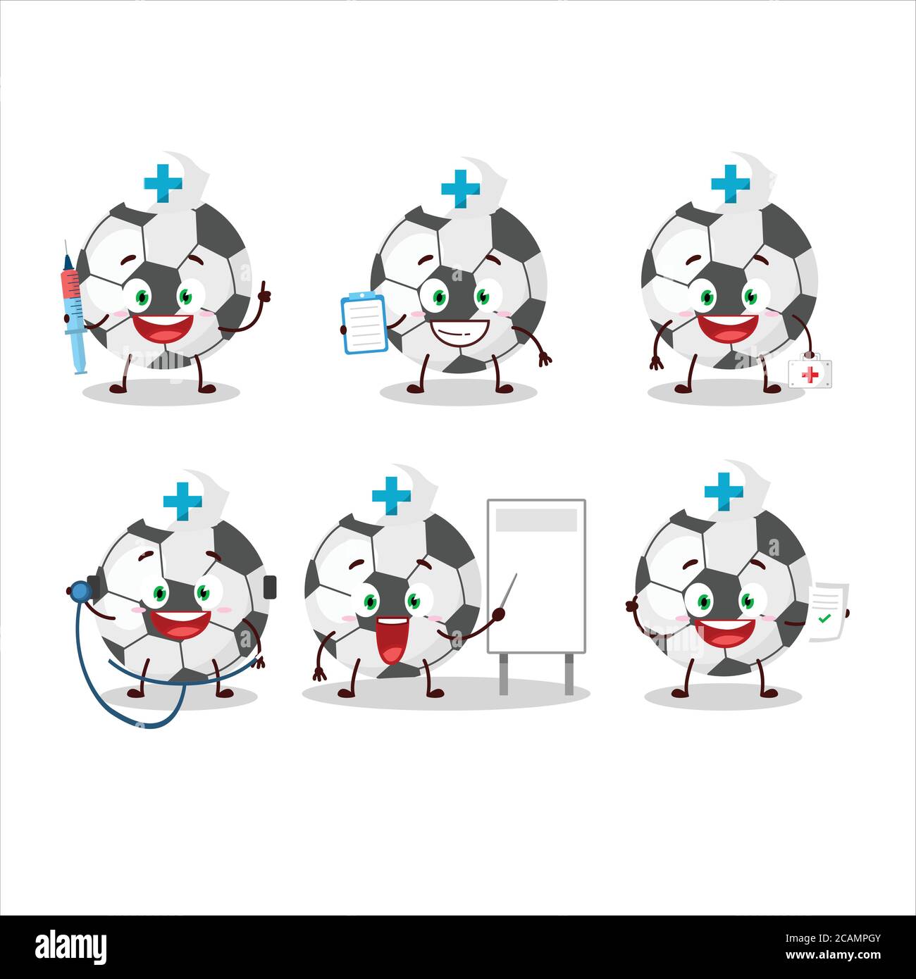 Doctor profession emoticon with soccer ball cartoon character Stock ...