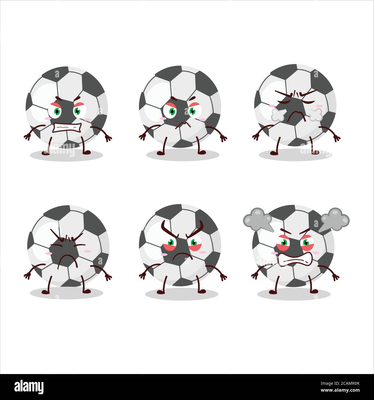 Soccer ball cartoon character with various angry expressions Stock ...