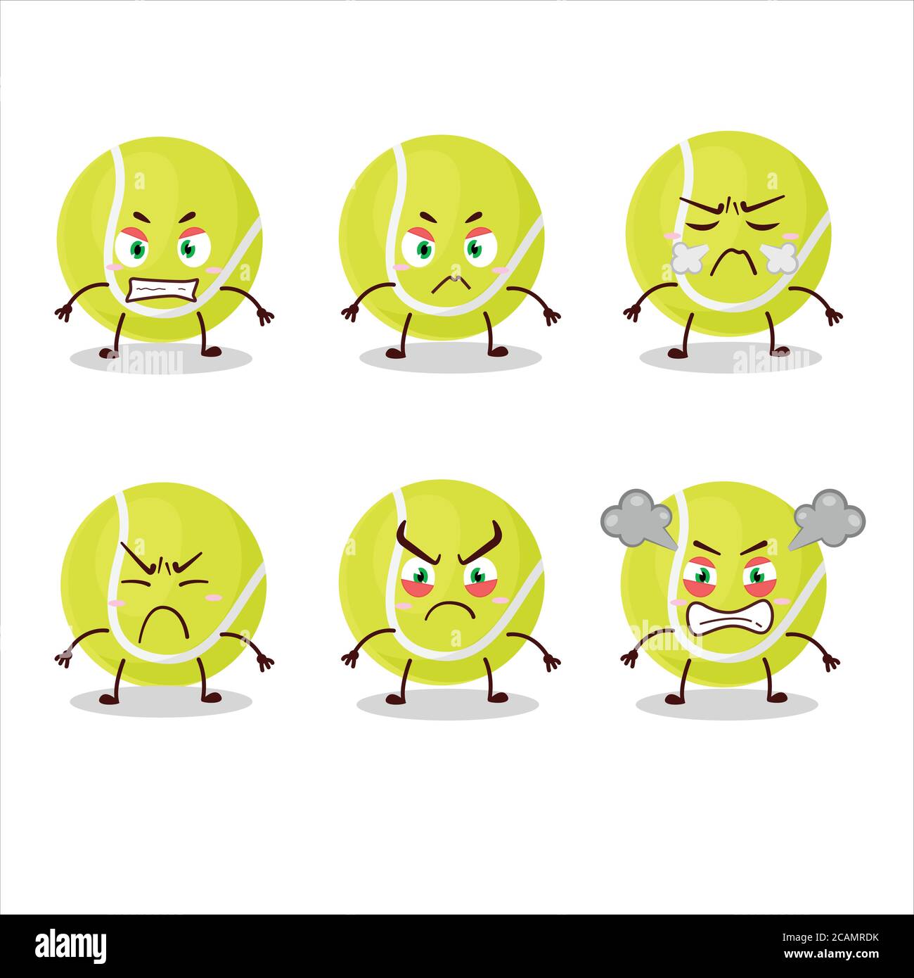 Tennis ball cartoon character with various angry expressions Stock ...