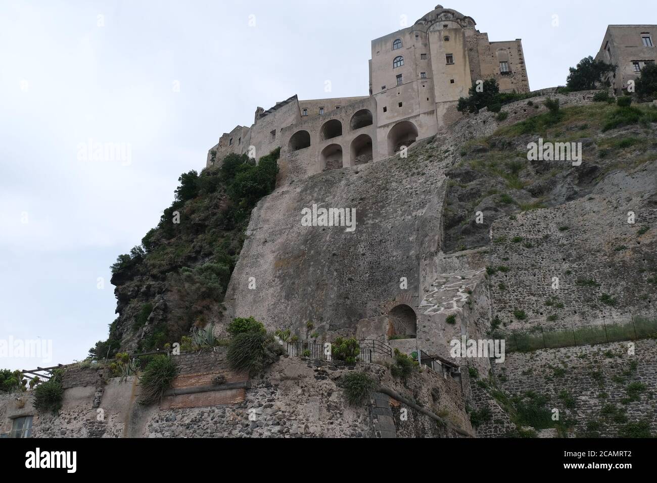 Ischia Aragon Castle from below Stock Photo - Alamy