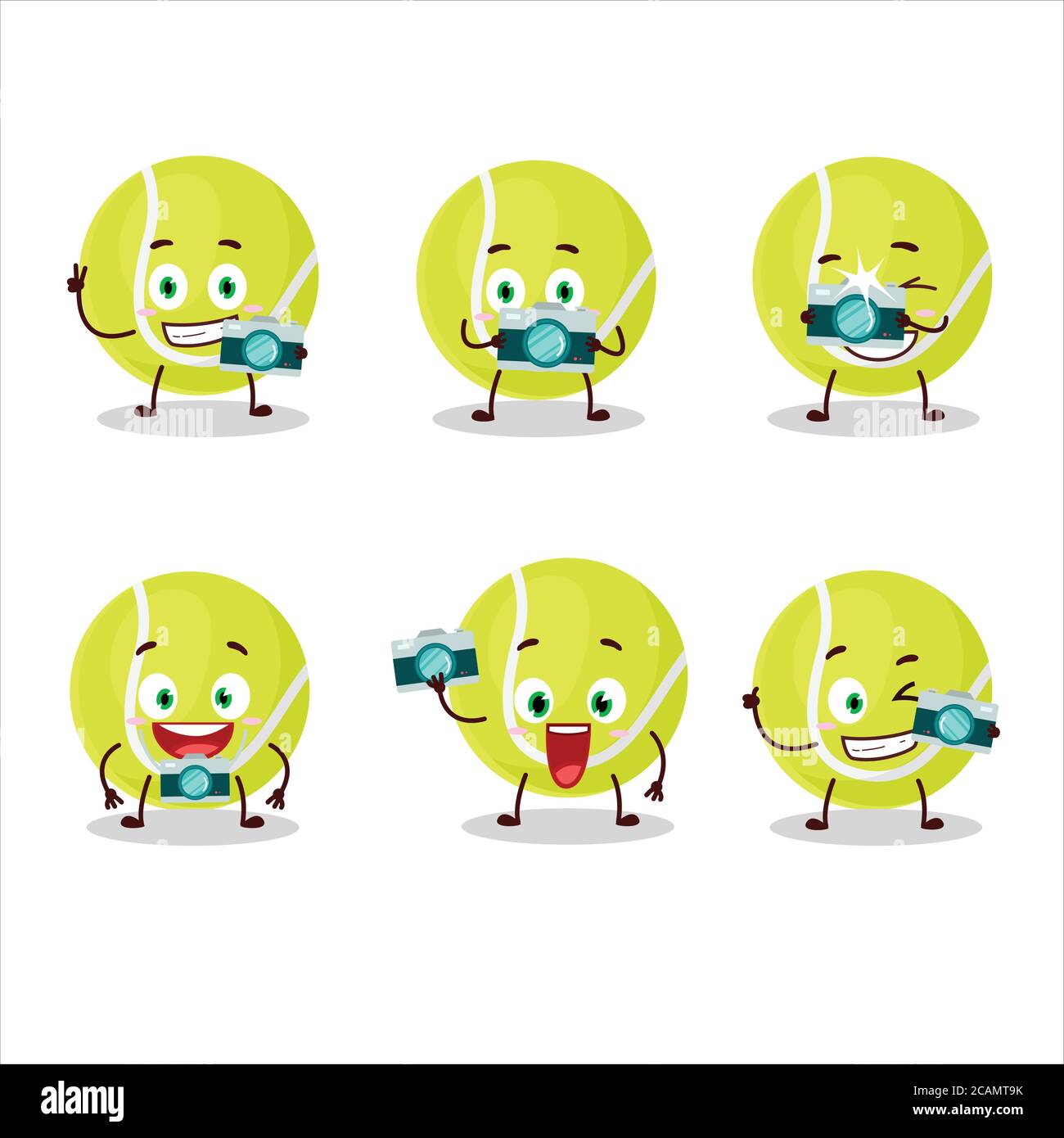 Photographer profession emoticon with tennis ball cartoon character ...