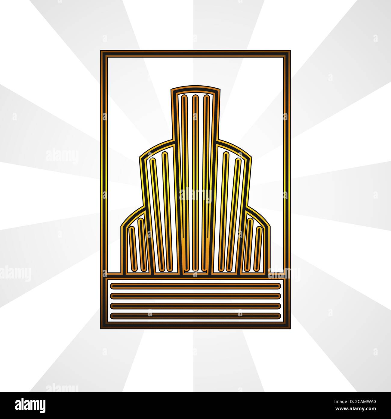 logo abstract buildings outline city in gold on a white isolated ...