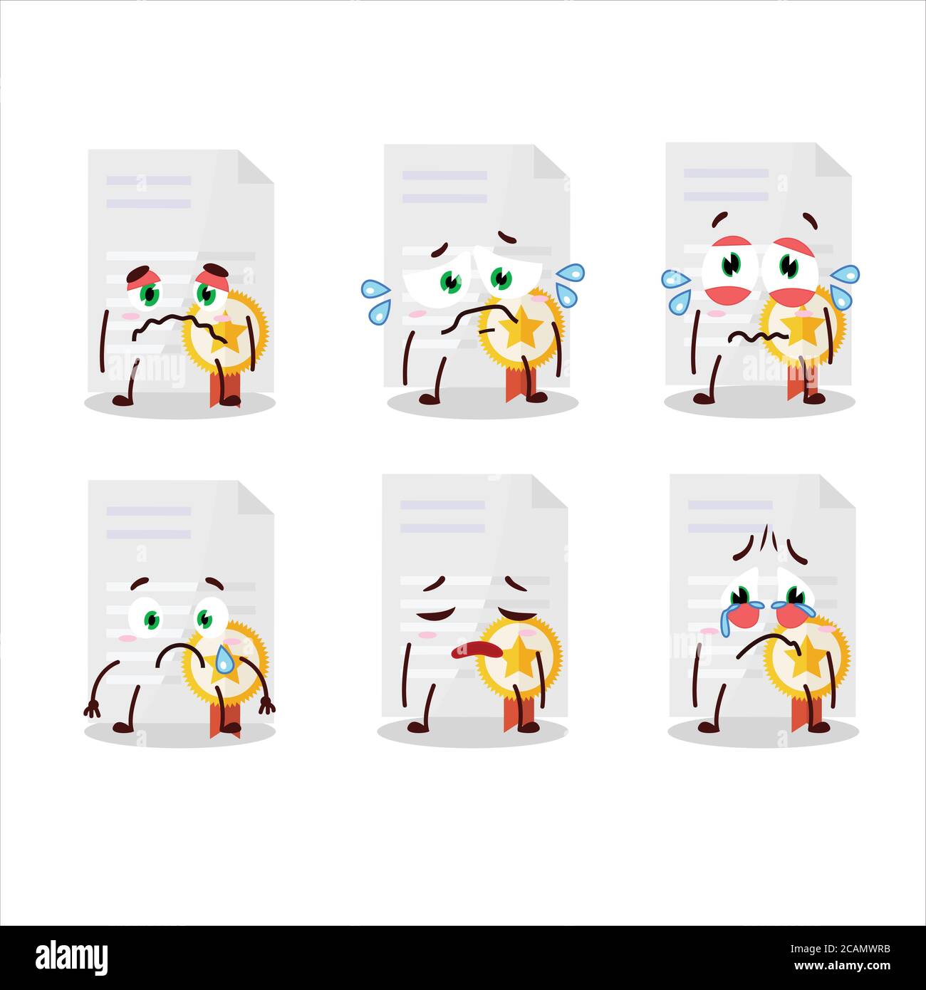 Award diploma cartoon in character with sad expression Stock Vector ...