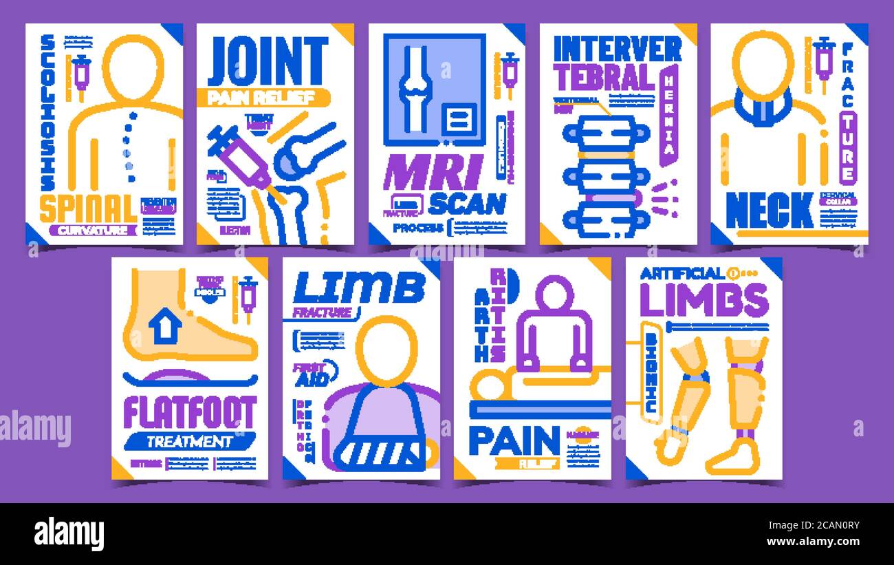 Orthopedic Treatment Promo Posters Set Vector Stock Vector Image & Art ...