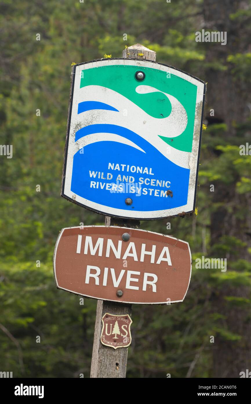Wild and Scenic River sign, Hells Canyon National Recreation Area ...