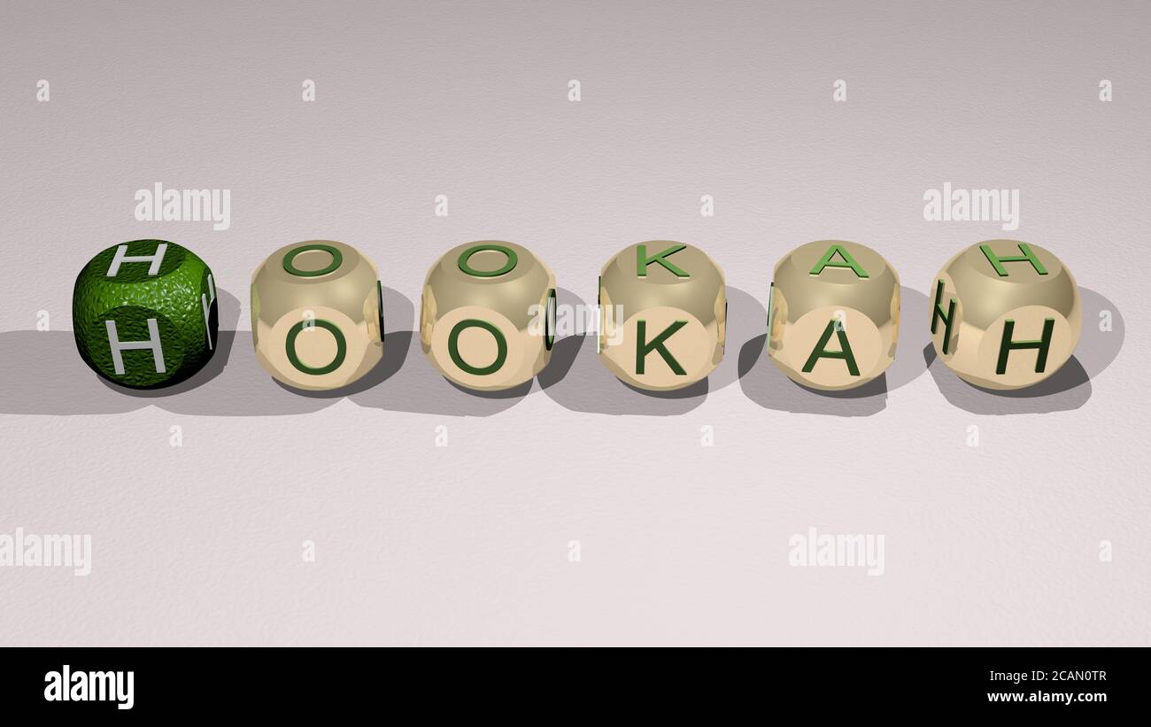 hookah text of cubic individual letters, 3D illustration for background ...