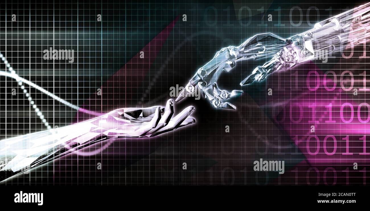 Man Machine Science Technology Collaboration as an Industry Stock Photo ...