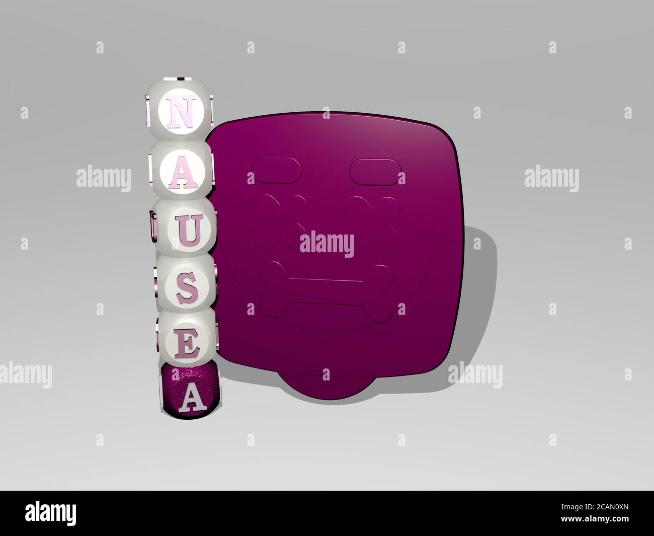 3D representation of NAUSEA with icon on the wall and text arranged by ...