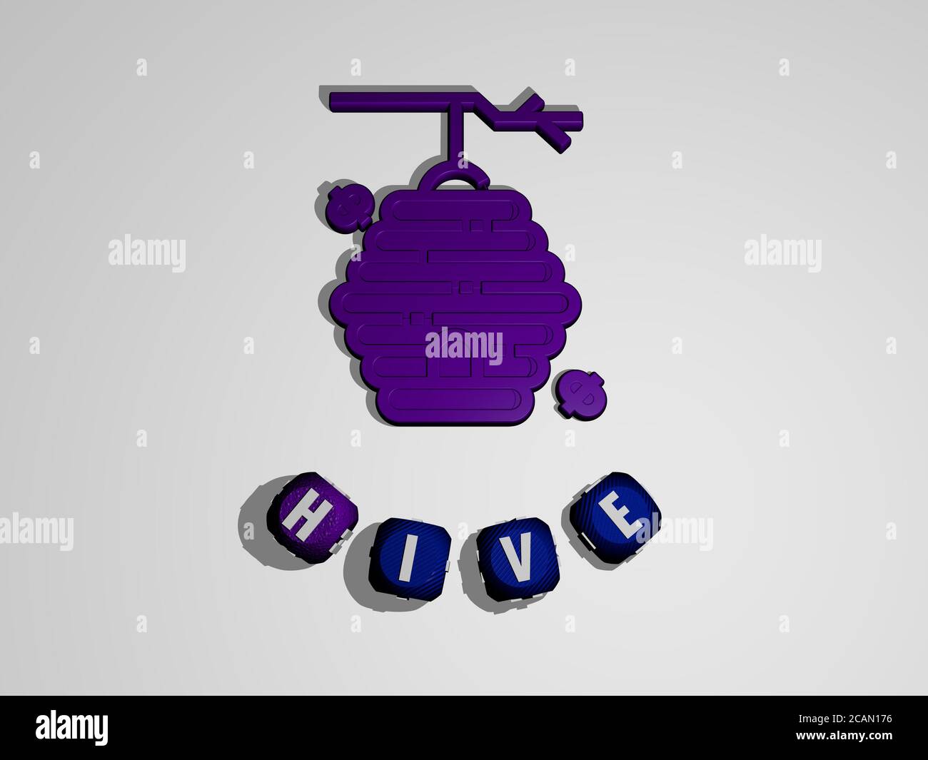 hive text around the 3D icon, 3D illustration for bee and honey Stock ...