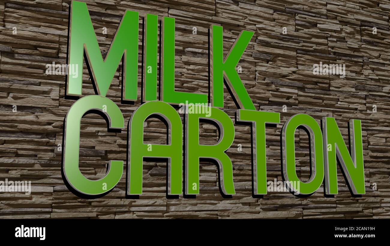 MILK CARTON text on textured wall - 3D illustration for background and ...