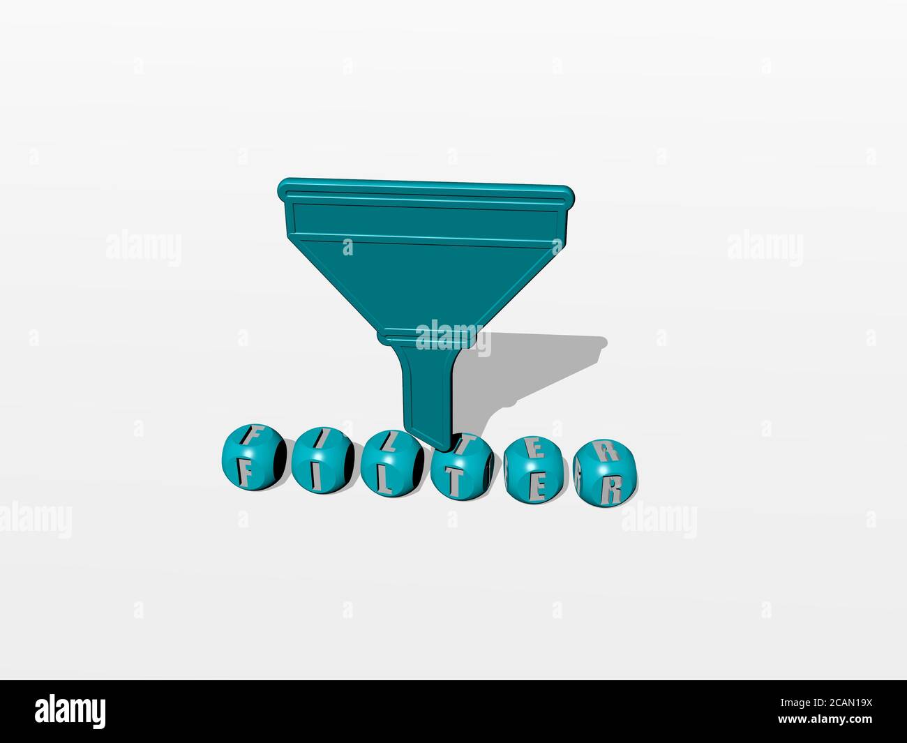 filter cubic letters with 3D icon on the top - 3D illustration for ...