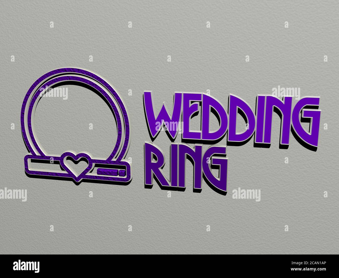 WEDDING RING icon and text on the wall - 3D illustration for background ...