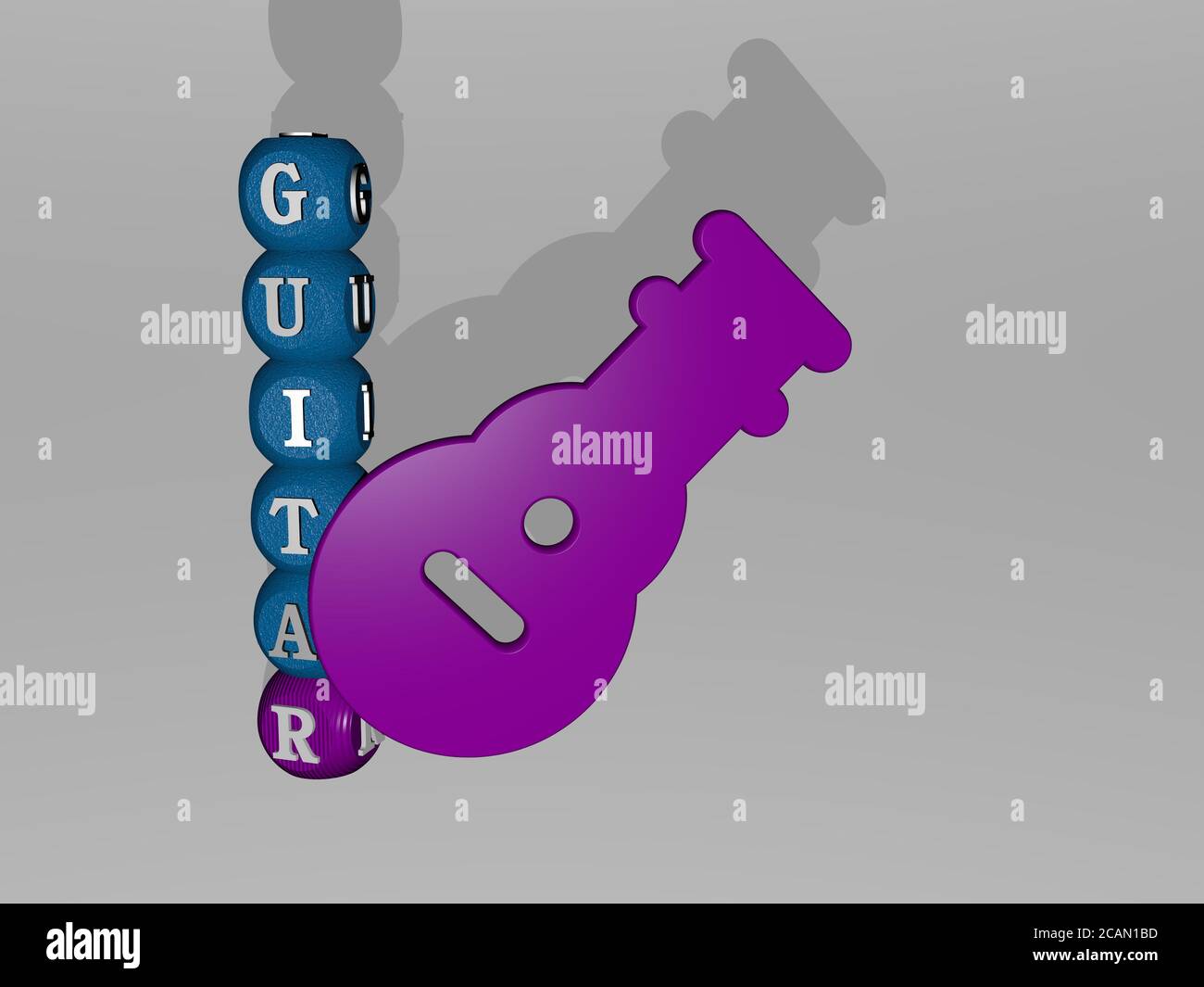GUITAR 3D icon and dice letter text - 3D illustration for background ...